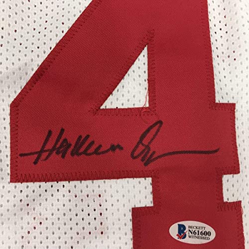 Autographed/Signed Hakeem Olajuwon Houston White Basketball Jersey Beckett BAS COA