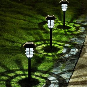 solpex solar outdoor lights, 8 pack solar pathway lights, up to 10 hrs auto on/off garden lights waterproof, solar powered landscape lighting for yard, garden, walkway-(cold white)