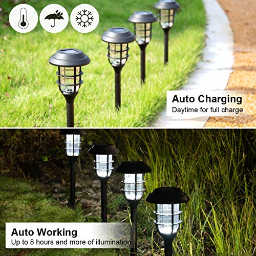 SOLPEX Solar Outdoor Lights, 8 Pack Solar Pathway Lights, Up to 10 Hrs Auto On/Off Garden Lights Waterproof, Solar Powered Landscape Lighting for Yard, Garden, Walkway-(Cold White)