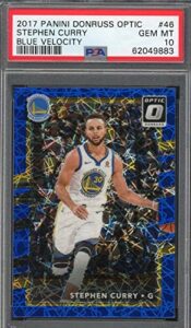 stephen curry 2017 panini donruss optic blue velocity basketball card #46 psa 10