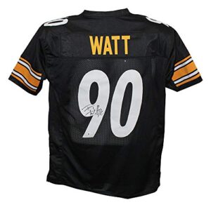 tj watt autographed/signed pro style black xl jersey bas