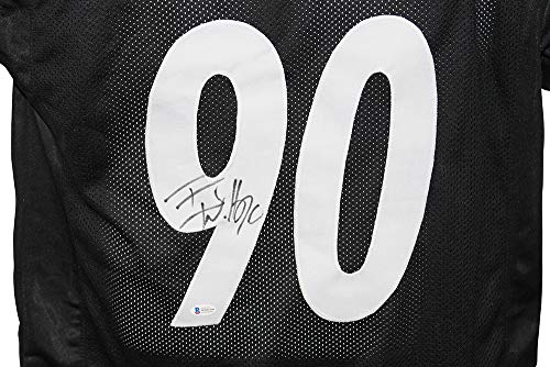 TJ Watt Autographed/Signed Pro Style Black XL Jersey BAS