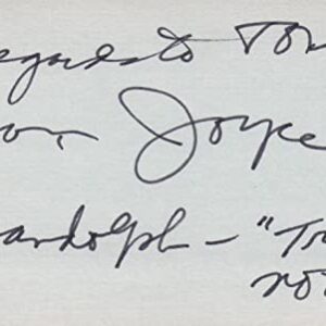 Joyce Randolph Actress 1976 Sardi's TV Autographed Signed Index Card JSA COA