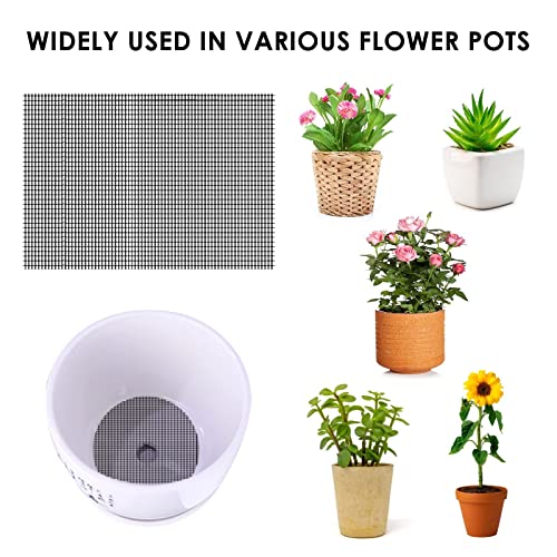 Flower Pot Hole Mesh Pad, 5 Pack 11.8x7.8 inch Rigid Polyethylene Squares Garden's Drainage Mesh Hole Screens, DIY Bonsai Pot Bottom Grid Mesh Mat Mesh Screen