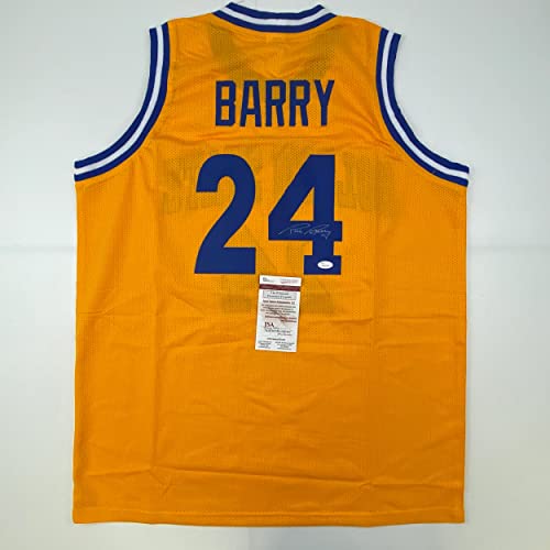 Autographed/Signed Rick Barry Golden State Yellow Basketball Jersey JSA COA