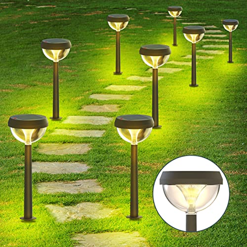 Linkind Solar Pathway Lights 8 pack, Warm White Bright LED Solar Outdoor Lights, Waterproof Solar Powered Garden Lights, Adjustable Solar Landscape Lights for Walkway Yard Driveway Backyard Decorative