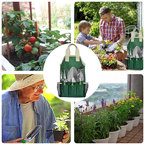 GardenHOME Garden Tool Set - 11Pcs Garden Hand Tool Set Equipment with Tote Bag Adjustable and Apron,Gardening Tools for Women