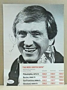 merv griffin signed magazine photo with jsa sticker no card