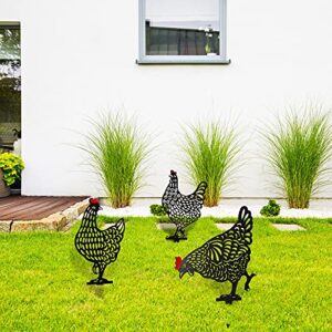 jetec 3 pieces chicken yard garden decoration chicken yard decor garden acrylic statue decor hollow out animal shape decor garden statue sculpture for home backyard lawn (corrugated edge)