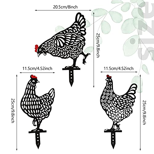 Jetec 3 Pieces Chicken Yard Garden Decoration Chicken Yard Decor Garden Acrylic Statue Decor Hollow Out Animal Shape Decor Garden Statue Sculpture for Home Backyard Lawn (Corrugated Edge)