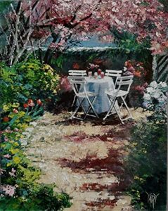 the cozy spot, garden patio by the seashore by internationally renowned painter yary dluhos