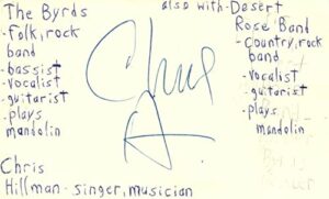 chris hillman singer musician the byrds rock band signed index card jsa coa