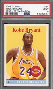 kobe bryant 2008 topps 1958-59 variation basketball card #24 graded psa 9