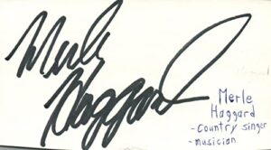 merle haggard singer musician country music signed index card jsa coa