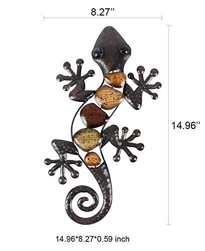 LIFFY Metal Gecko Wall Decor - Garden Lizard Wall Art - Metal Lizards Outdoor Decor - Garden Gecko Yard Art for Patio Fence, Gift Idea