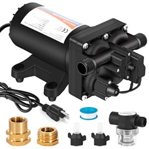 youngtree 110v water pump with pressure switch include power plug 5.5 gpm 70psi 110vac water pressure booster pump for home kitchen bathroom rv marine yacht garden hose