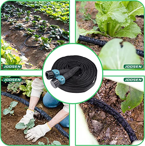 JOOSEN Soaker Hose 25ft 1/2" Flat Double Layer Consistent Drip Hose Saving 80% Water Leakproof Kink Free Vegetable Garden Hose