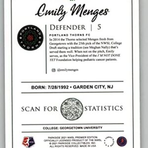 2021 Parkside NWSL Premier Edition #71 Emily Menges Portland Thorns Official National Women's Soccer League Trading Card in Raw (NM or Better) Condition