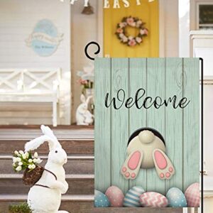 Welcome Spring Easter Bunny Small Garden Flag Egg Vertical Double Sided Burlap Yard Outdoor Decor 12.5 x 18 Inches (126019)