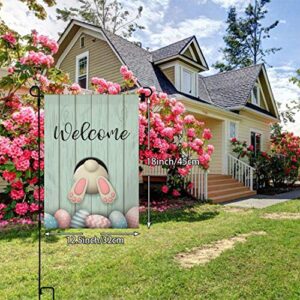 Welcome Spring Easter Bunny Small Garden Flag Egg Vertical Double Sided Burlap Yard Outdoor Decor 12.5 x 18 Inches (126019)