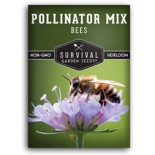 Survival Garden Seeds - Bee Pollinator Mix Seed for Planting - Packet with Instructions to Plant and Grow Annual & Perennial Flowers to Feed Bees in Your Home Garden - Non-GMO Heirloom Varieties