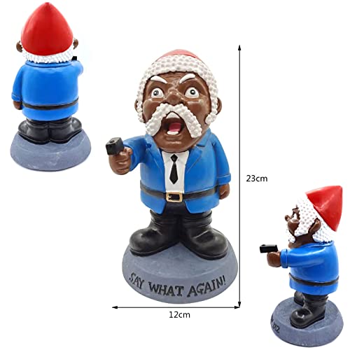 spolis Say What Again Angry Garden Gnome Statues Resin Ornaments, 9 Inch War Gnome Outdoor Garden Statues Sculpture for Indoor Outdoor Lawn Yard Decorations-1PCS