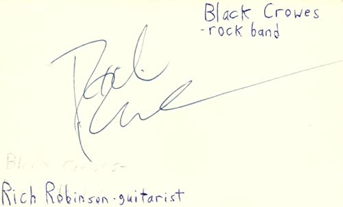 Rich Robinson Guitarist Black Crowes Rock Band Music Signed Index Card JSA COA