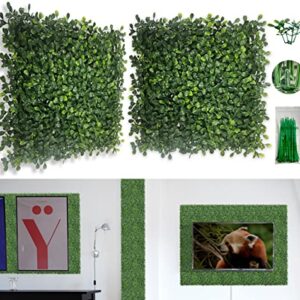 Bybeton Artificial Green Wall Panel,10"x 10"(12pcs) Boxwood Faux Grass Wall Panels for Interior Wall, Backdrop Wall,Garden Wall and Indoor Outdoor Plant Wall Decor