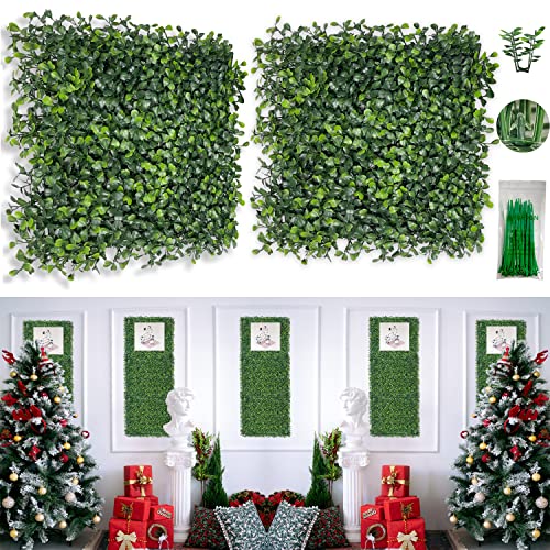 Bybeton Artificial Green Wall Panel,10"x 10"(12pcs) Boxwood Faux Grass Wall Panels for Interior Wall, Backdrop Wall,Garden Wall and Indoor Outdoor Plant Wall Decor