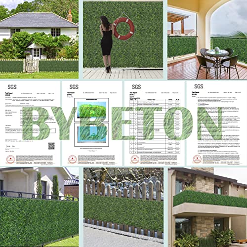 Bybeton Artificial Green Wall Panel,10"x 10"(12pcs) Boxwood Faux Grass Wall Panels for Interior Wall, Backdrop Wall,Garden Wall and Indoor Outdoor Plant Wall Decor