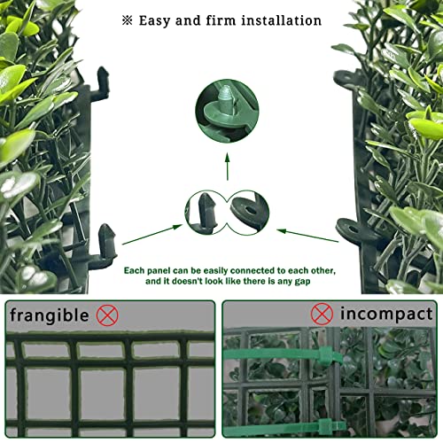 Bybeton Artificial Green Wall Panel,10"x 10"(12pcs) Boxwood Faux Grass Wall Panels for Interior Wall, Backdrop Wall,Garden Wall and Indoor Outdoor Plant Wall Decor