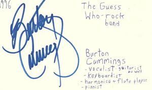 burton cummings vocalist guitarist guess who rock band signed index card jsa coa