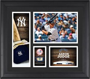 aaron judge new york yankees framed 15″ x 17″ player collage with a piece of game-used baseball – mlb game used baseball collages