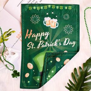 Chuangdi Happy St Patricks Day Garden Flag Spring Double Sided Saint Patty's Day Flag House Yard Shamrocks Flag for Terraces Porches Yards Holiday Decor Gifts (12 x 18 Inch)