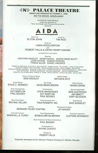 Aida, Broadway Playbill + Heather Headley, Sherie Rene Scott, Adam Pascal