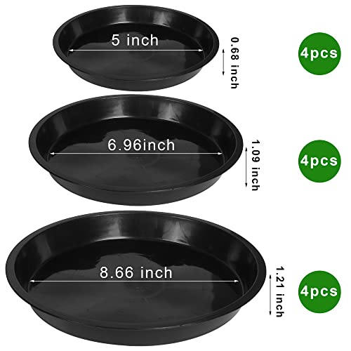 12Pack Plant Saucer - 6 8 10 Inch Plant Tray Round Plastic Plant Drip Trays for Indoor Outdoor Garden Plants, Collects Flower Pot Drainage and Excess Water