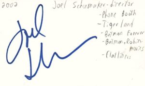 joel scumacher afor cclaimed director for batman autographed signed index card jsa coa