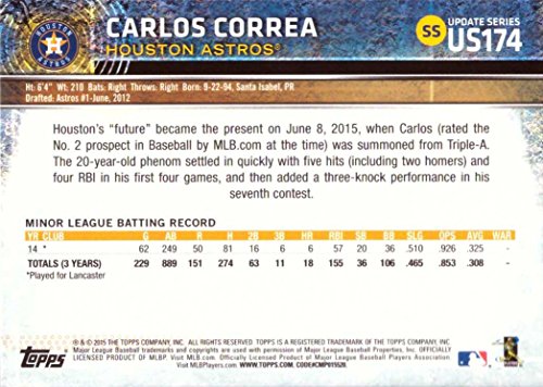 2015 Topps Update Baseball #US174 Carlos Correa Rookie Card - His official Topps Rookie Card!