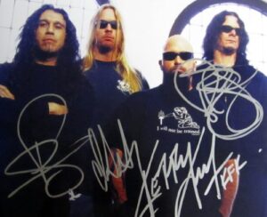 slayer full band reprint signed photo rp jeff hanneman