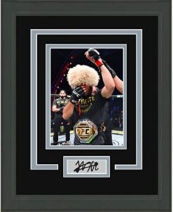 framed khabib nurmagomedov facsimile laser engraved signature auto ufc 14×17 photo