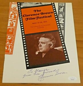 rare clarence brown film director signed program with jsa sticker no card