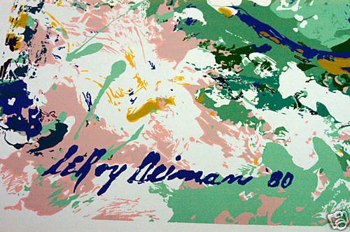 LEROY NEIMAN DOWNHILL SKIER PLATE SIGNED VINTAGE