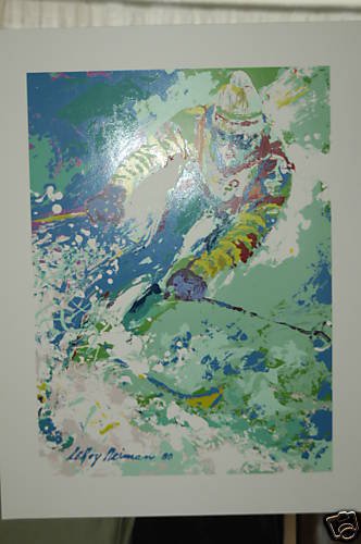 LEROY NEIMAN DOWNHILL SKIER PLATE SIGNED VINTAGE