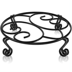 yimobra original patented plant stand for flower pot heavy duty potted holder indoor outdoor, metal rustproof iron garden container round supports rack for planter, black, 11.8 inches