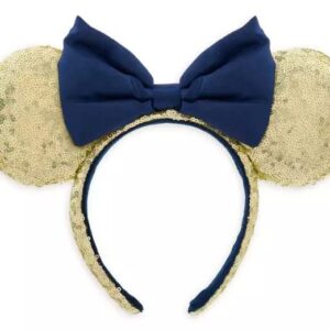 Disney Parks Headband - Walt Disney World 50th Anniversary - Minnie Mouse Sequin Ear Headband - Gold & Blue