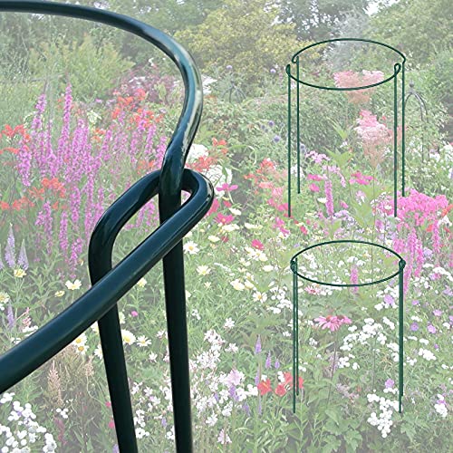 MTB Garden Plant Support Stake, 12-Pack Metal Half Round Tall Plant Support Ring Hoop, 9.5-in Wide x 15.8-in High Plant Cage for Tomato,Peony,Vegetable and Flowers Vine