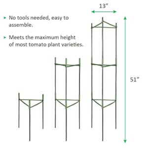 GROWNEER 3 Packs Tomato Cages, Up to 51 Inches Plant Cages Assembled Tomato Garden Cages Stakes Vegetable Support Trellis, with 9Pcs Clips and 328 Feet Twist Tie, for Vertical Climbing Plants