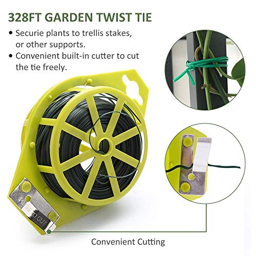 GROWNEER 3 Packs Tomato Cages, Up to 51 Inches Plant Cages Assembled Tomato Garden Cages Stakes Vegetable Support Trellis, with 9Pcs Clips and 328 Feet Twist Tie, for Vertical Climbing Plants