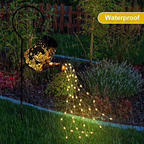 Solar Watering Can with Lights Outdoor Garden Decor Large Hanging Lantern Waterfall Landscape Lights Waterproof Solar Garden Decorations for Lawn Patio Yard Pathway Gardening Mother's Day Gifts