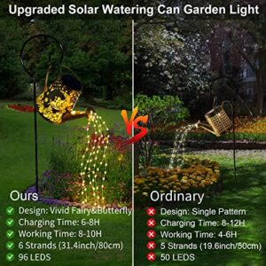 Solar Watering Can with Lights Outdoor Garden Decor Large Hanging Lantern Waterfall Landscape Lights Waterproof Solar Garden Decorations for Lawn Patio Yard Pathway Gardening Mother's Day Gifts